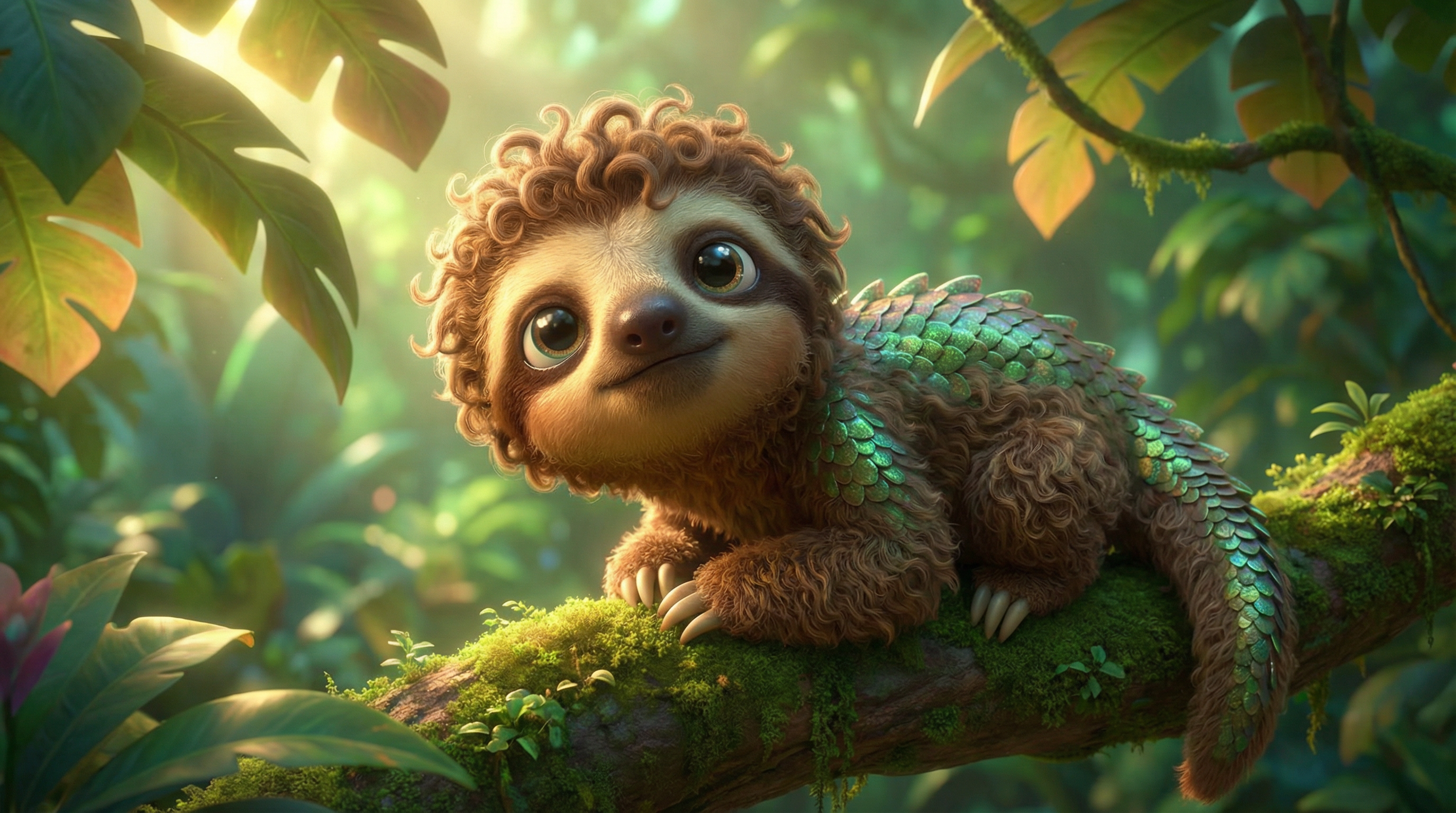 Disney-Pixar Style Hybrid Sloth-Dragon Creature Template | Generative ...