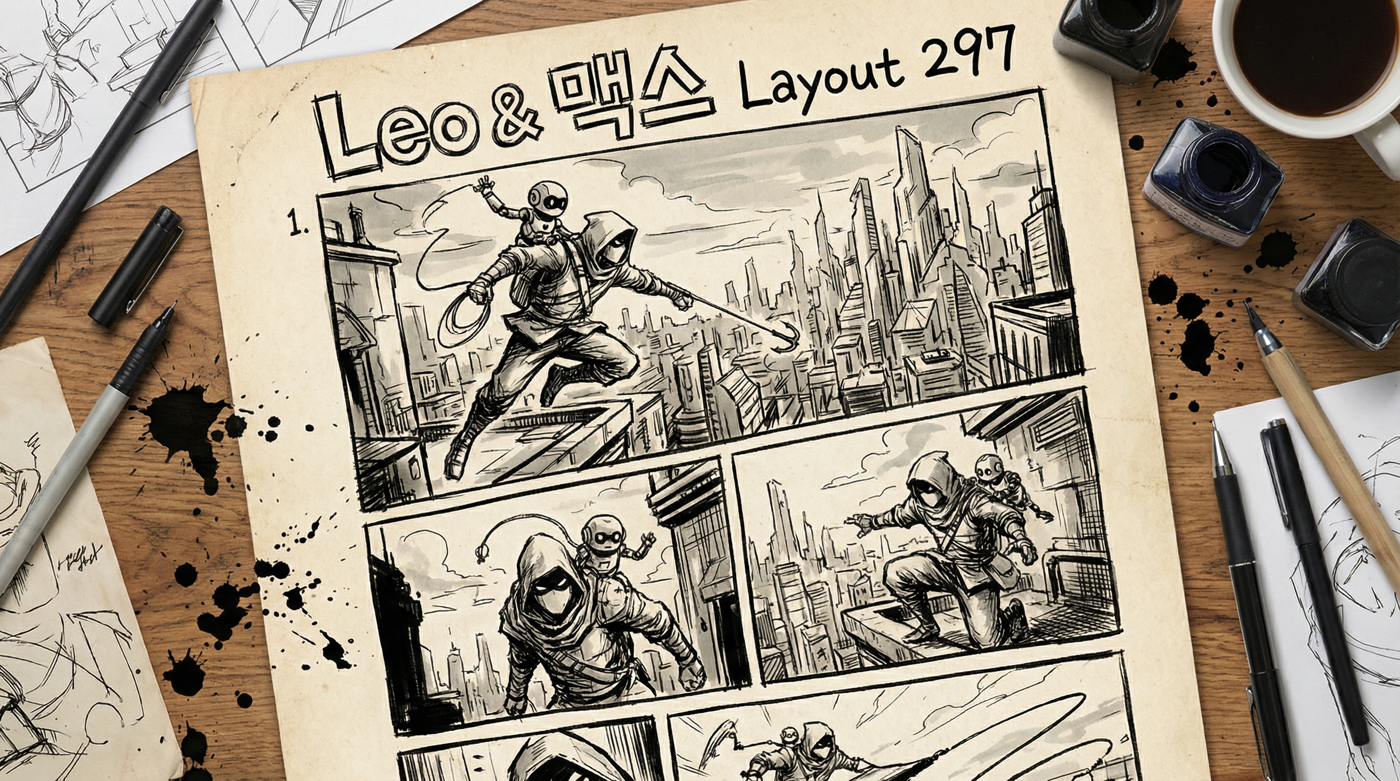 Leo & Max Layout 297 Japanese Manga Black & White Template