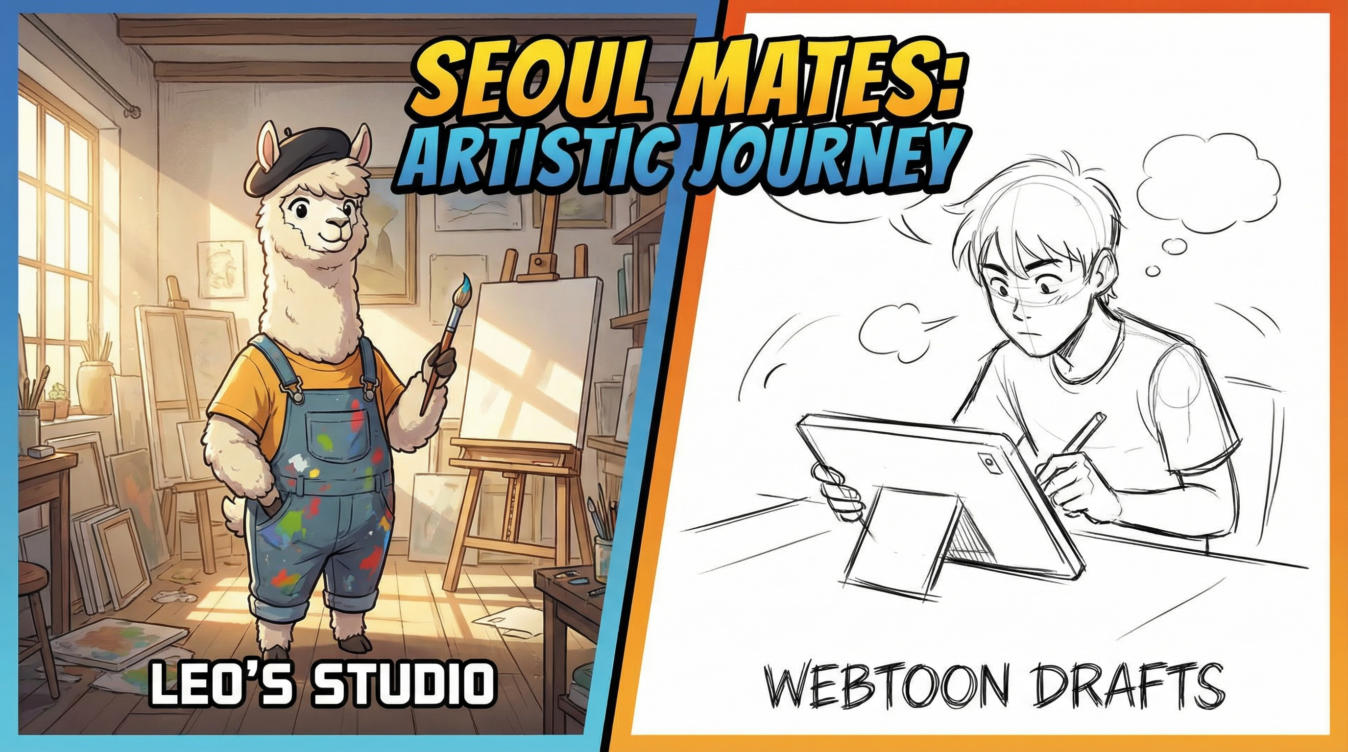 Leo & Max Layout 92 Korean Webtoon Black & White Template